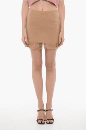 The Garment Solid-Color Mini Skirt BRUXELLES with Fringes size 38
