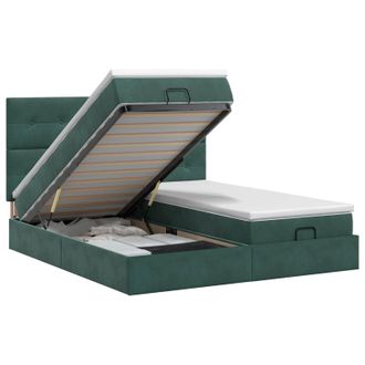 vidaXL Letto Ottomano Con Materasso 2 Pz Verde Scuro Velluto Vidaxl
