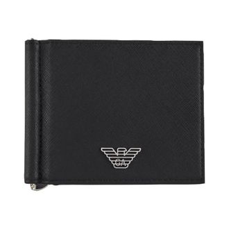 Armani Kompakte Geldb&ouml;rse aus recyceltem Leder mit Clip - - Accessories - Herren - Schwarzk - ONE SIZE