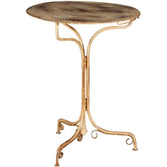 Biscottini International Biscottini - table pliante en finition cr&egrave;me antique en fer forg&eacute;