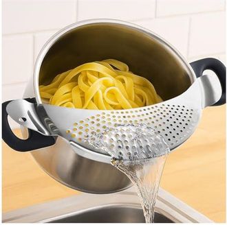 Com-Four passoire pour marmites - passoire en Forme de Demi-Lune - Grille d&eacute;gouttage pour Bols, po&ecirc;les et casseroles de 24cm - passoire &agrave; p&acirc;tes Lavable au Lave