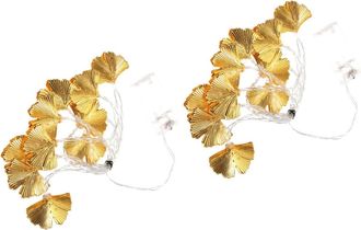 Pretyzoom 2 Saiten Blatt Licht Blatt Nachtlaterne Ornamente Festivalgeschenk Lichterkette Batteriebetrieben Au&szlig;enleuchten Blattdekore Party-layout-requisite Gir