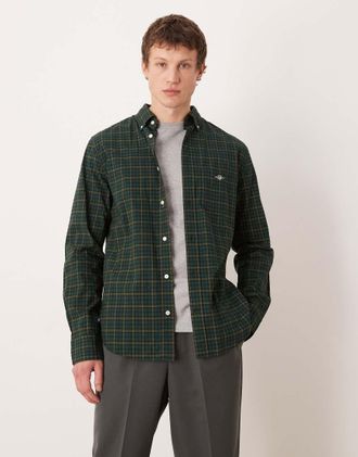 GANT Klassisches, elegantes Popeline-Hemd in Gr&uuml;n kariert mit regul&auml;rer Passform