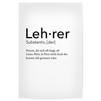 artboxONE Poster 30x20 cm Schwarzweiß Lehrer - Definition - Bild Lehrer Lehrer minimalistisch