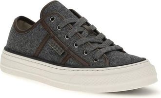 Brunello Cucinelli Suede with Shiny Tab Sneakers - Gray