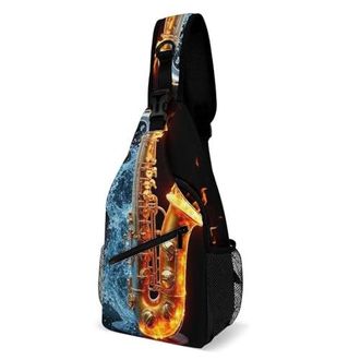 Generic Sacoche Port&eacute; &eacute;paule Saxophone Eau et Feu Mignon R&eacute;glable Sac Bandouli&egrave;re Antivol Sac &agrave; Poitrine pour Cyclisme Homme Randonn&eacute;e