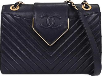 Chanel 2017 chevron calfskin shoulder bag - Blau