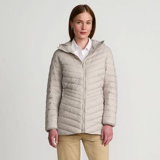 Lands End Daunenjacke WANDERWEIGHT Verstaubar Ultraleicht mit Kapuze, Damen, Gr&ouml;&szlig;e:36-38 regular, Schwarz, Nylon/Daunen, by Lands End
