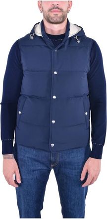 Eleventy Homme, Vestes, Bleu, Taille: 3XL Gilet &agrave; col montant