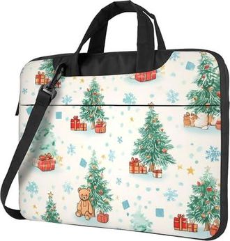 Generic Housse de protection antichoc pour ordinateur portable de 15,6, motif arbre de No&euml;l et ours avec bandouli&egrave;re, pour homme et femme, multicolore, 15.6 i