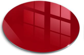 Generic Wallfluent F&uuml;r k&uuml;che Rund Hartglas Geh&auml;rtetem Glas mit Motiv Schneidebrett Robuste Anti-Rutsch-Pads Durchmesser 40cm - rote Farbe