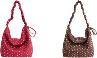 Generic Grand sac &agrave; bandouli&egrave;re en nylon &agrave; pois pour femmes et filles, fourre-tout polyvalent sous les bras avec fermeture &eacute;clair pour les voyages et le trava
