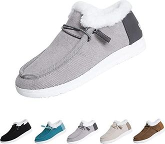 Generic Mocassins &eacute;l&eacute;gants doubl&eacute;s en peluche pour femme, confortables et d&eacute;contract&eacute;s, &agrave; lacets, bottes courtes dhiver l&eacute;g&egrave;res et chaudes, gris, 39.5 EU