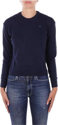 K-Way Femme, Pulls, Bleu, Taille: 38 FR Pull Logo Devant Mélange Coton Cachemire