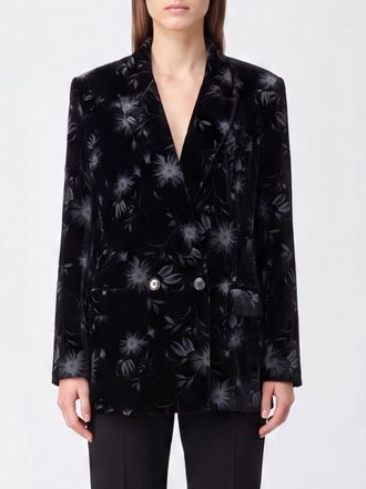 Pinko Blazer crois&eacute; en velours &agrave; imprim&eacute; abstrait avec &eacute;paules rembourr&eacute;es