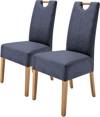 Ars Natura home24 Polsterstuhl Paki 2er-Set 47 x 99 x 59cm Blau/Nachtblau
