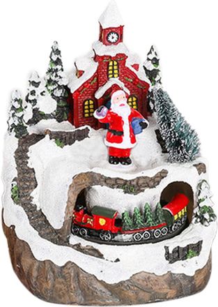 Generic Weihnachts-Spieluhr aus Kunstharz - Tischhandwerk mit festlicher Szene, Miniatur-Weihnachtsdekoration, Bezaubernde Musikfunktion | Feiertagsdekoration