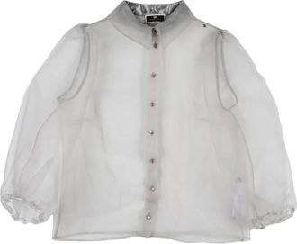 Elisabetta Franchi Femme, Blouses et Chemises, Gris, Taille: 38 FR Camicia in Voile