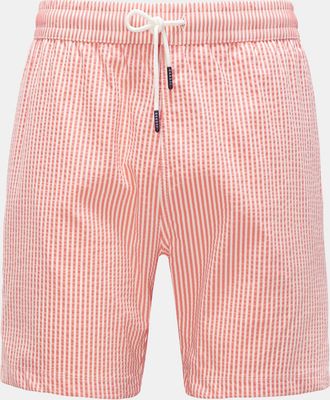 04651/ Herren - Seersucker-Badeshorts Seersucker Swim koralle/wei&szlig; gestreift