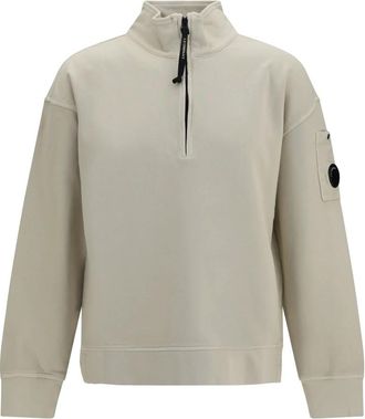 C.P. Company C.p. Company - SweaT-shirt en molleton de coton &agrave; armure diagonale- bross&eacute; et gratt&eacute; - Homme - Sweatshirts et sweats &agrave; capuche - Beige - Taille: XL