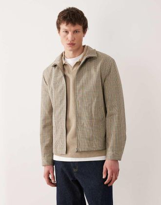 Mango Harrington-Jacke aus 100% Baumwolle in kariertem Beige-Neutral