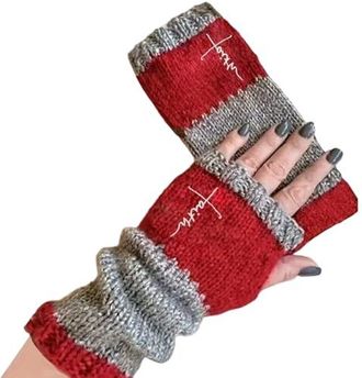 Generic Gants en tricot - Demi-doigt brod&eacute; pour les voyages dhiver | Tricot&eacute;s avec texture douce et chaude, accessoire &eacute;l&eacute;gant pour filles, dames, adolescents