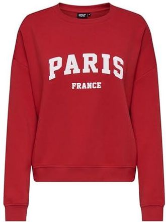 Only Onlsweat Life L/S Crew O.Size State Noos, True Red., S