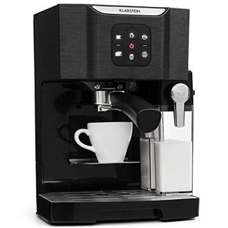 Klarstein Klarstein Cafetiere avec Mousseur de Lait, 1.4L, Machines à Café et Machines à expresso 20 Bar, Petite Cafetière Electrique Acier Inoxydable 1450W Caf