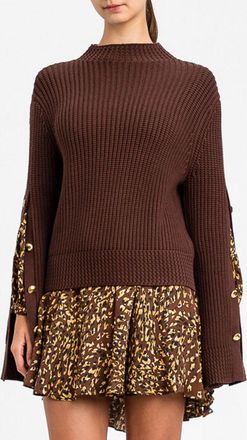Twinset Pullover von aus Viskosemischung mit Stehkragen und Metallkn&ouml;pfen