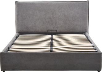 DRAWER Lit coffre en velours c&ocirc;tel&eacute; 140x190cm - Gris - Cama
