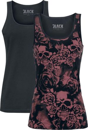 Black Premium by EMP Damen Schwarze Basic Tops im Doppelpack 4XL