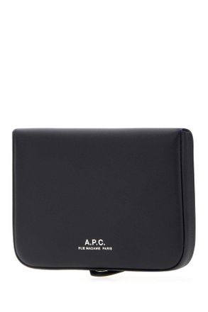 A.P.C. Mens Navy Blue Leather Card Holder Darknavy Exterior: Portafogli Wallet