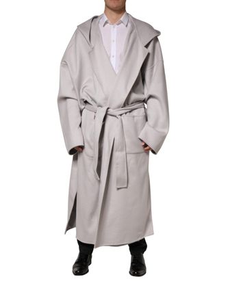 Dolce & Gabbana Off White Belted Long Trench Coat Men Jacket Cashmere Clothing