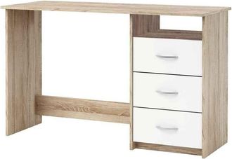 Demeyere Demeyere - Bureau pour jeunes avec tiroirs et plateau creux, assemblage réversible, en blanc ou chêne/blanc 123 cm
