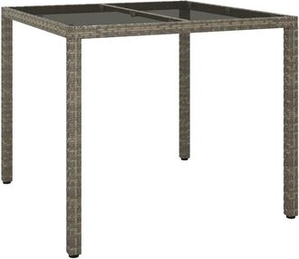vidaXL Vidaxl - Table de jardin 90x90x75 cm Verre tremp&eacute; et r&eacute;sine tress&eacute;e Gris