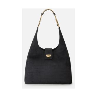 Elisabetta Franchi Femme, Sacs, Noir, Taille: ONE Size Suede Hobo Bag