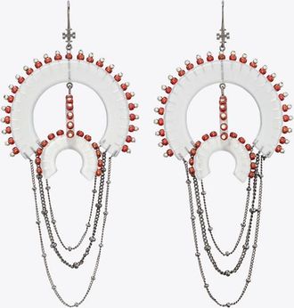 Tory Burch Damen Chandelier-Ohrringe mit Kunstharz und Perlen