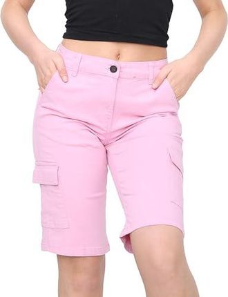 Noroze Femmes Coton Combat Toile Chino Cargaison Shorts Taille (40, Rose)