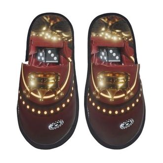 Generic Casino King Et Les Cartes &Agrave; Jouer Femme Homme Slippers Confortable Chaussons Antid&eacute;rapantes Chaussures De Maison Pour Automne Ext&eacute;rieur Int&eacute;rieur L