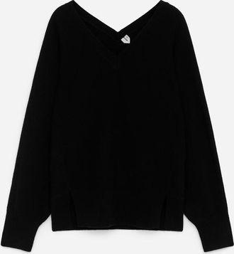 Arket Pullover Mit V-Ausschnitt Aus Reinem Kaschmir -Schwarz