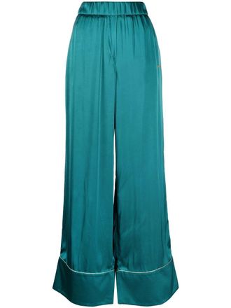Off-white pantalon palazzo &agrave; taille haute - Vert