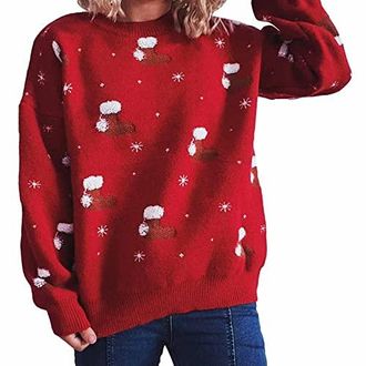 Generic Pull Femme Noel Moche,Pull Femmes Manches Longues Confortable ÉLéGant Chaud Doux Hiver Loisir Cadeau FêTe NoëL DéContracté Moderne Tendance Haut Quali