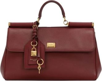 Dolce & Gabbana Shopper & Totes - Structured Bordeaux Leather Handbag With Decorativ - Gr. unisize - in Rot - für Damen