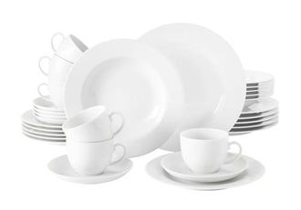 SELTMANN WEIDEN Kombiservice 30-teilig wei&szlig; | Set f&uuml;r bis zu 6 Personen | Serie Rondo | beinhaltet je 6 Speiseteller, Suppenteller, Fr&uuml;hst&uuml;cksteller, Kaffeeober- und 