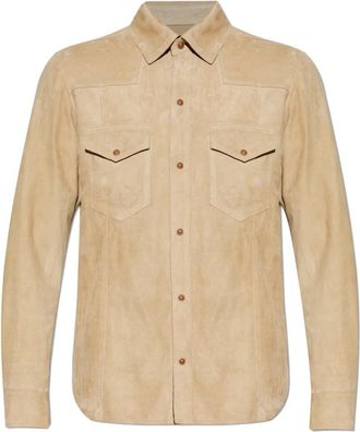 Eleventy Homme, Vestes, Beige, Taille: XL Suede Shirt