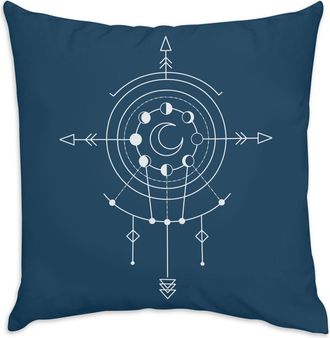 Fabulous Kissenhülle, Velours, blau, Mondphasen, Sternenhimmel, 40 x 40 cm, samtig