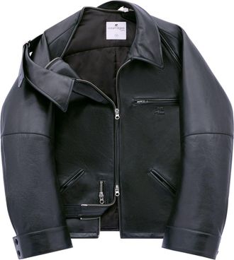 Courr&egrave;ges Bikerjacke aus Leder - Schwarz