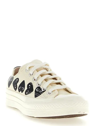Comme Des Gar&ccedil;ons Heart-Print Canvas Sneaker - Off-White