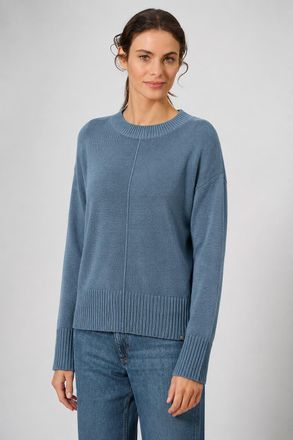 Hempage Hempage Damen vegan Strickpullover Rundhals Taubenblau