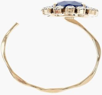 Dries Van Noten Gold-Tone Metal Bracelet with a Floral Detail Embellished wi size S